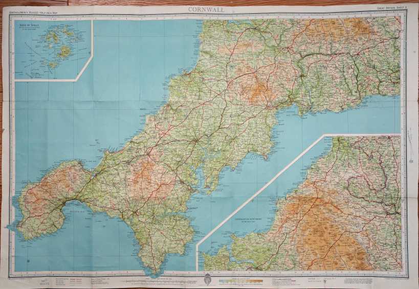 Bartholomew's Revised "Half-Inch" Contoured Maps ... Cornwall