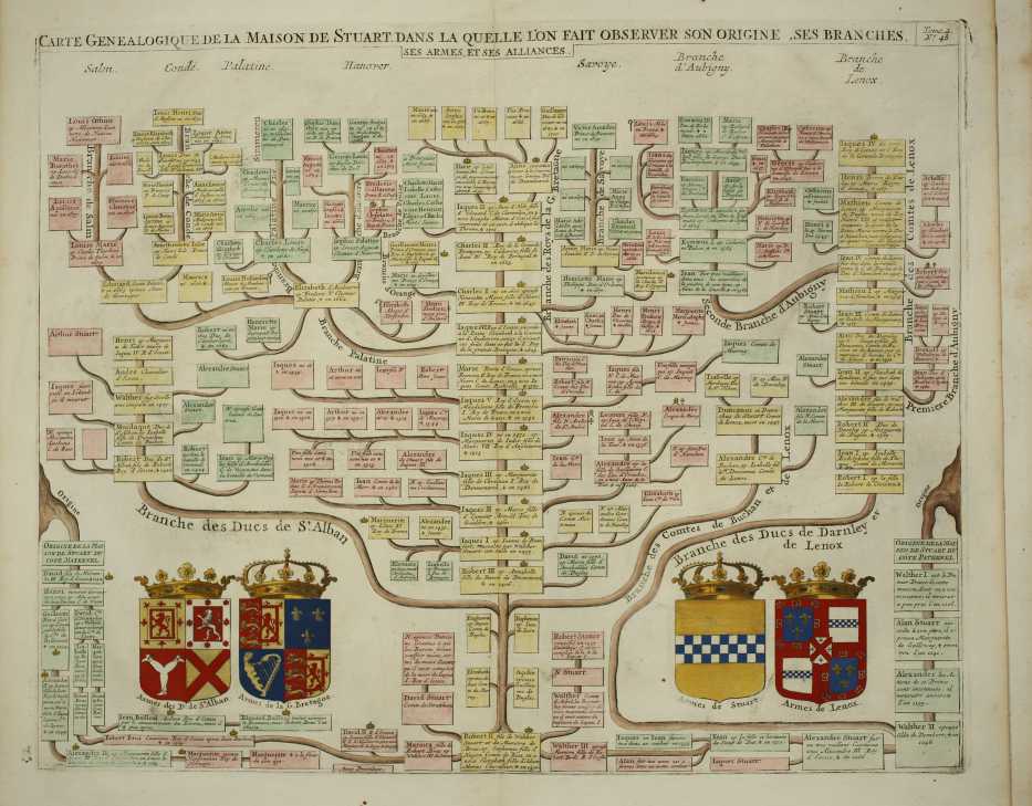 Carte Genealogique de la Maison de Stuart, dans la quelle l'on fait ...