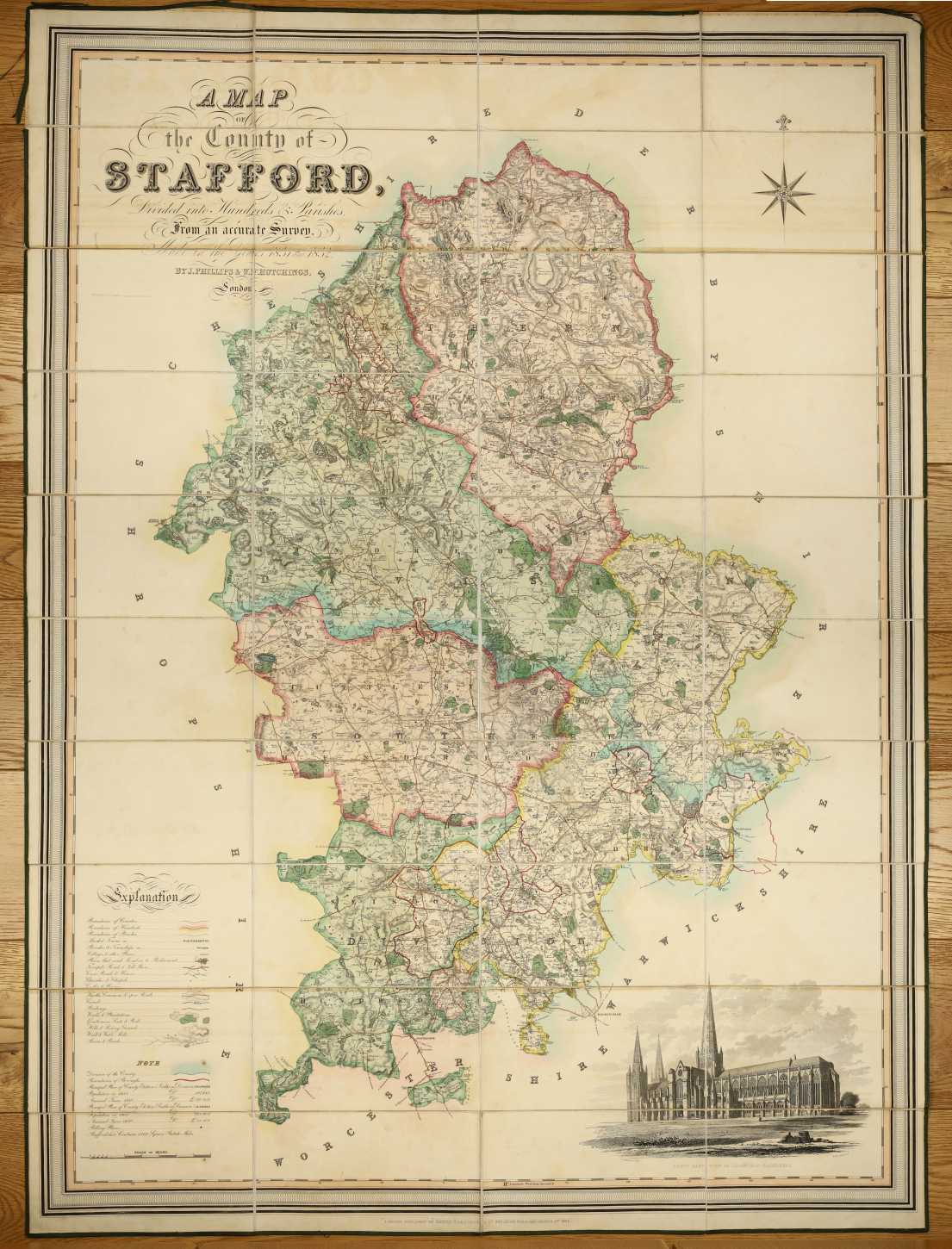 A Map of the County of Staffordshire Divided into Hundreds and Parishes ...