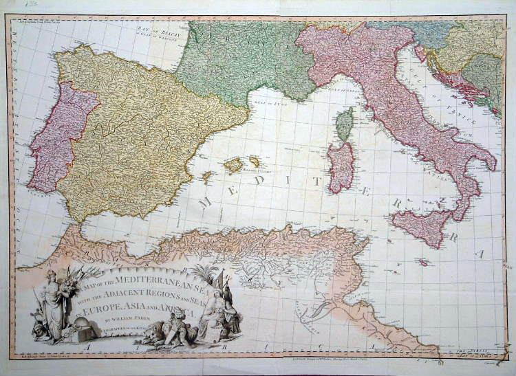 A Map of the Mediterranean Sea with the Adjacent Regions and Seas in ...
