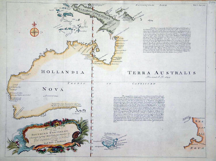 A Complete Map of the Southern Continent. Survey'd by Capt. Abel Tasman ...