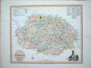 A New Map of the County of Norfolk Divided into Hundreds