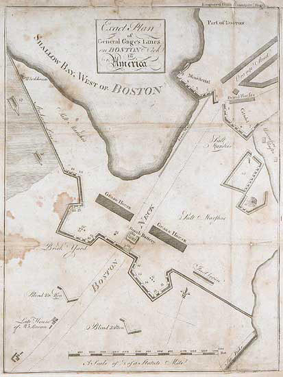 Exact Plan of General Gage's Lines on Boston Neck in America