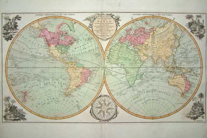 Bowles's New One-Sheet Map of the World ... Comprehending the New ...