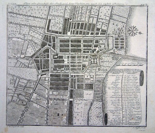 Plan oder Grundriss der Stadt und derer Vorstatte, wie auch des Castels ...