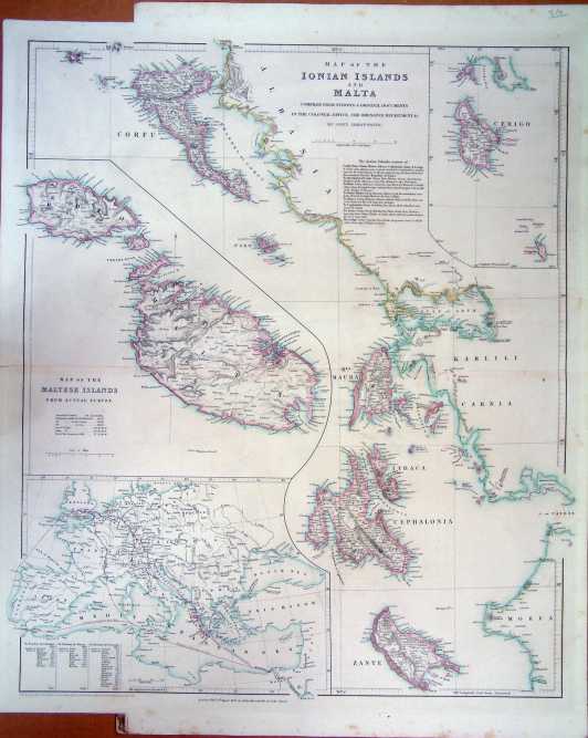 Map of the Ionian Islands and Malta Compiled from Surveys & Original ...