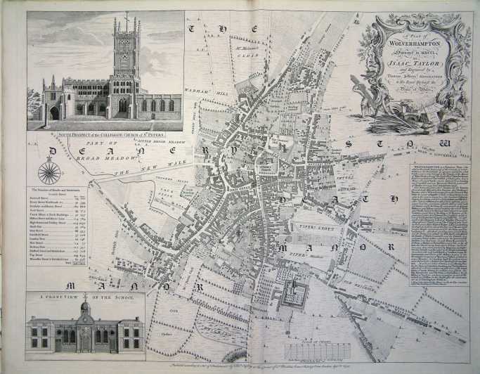 A Plan of Wolverhampton Surveyed in MDCCL By Isaac Taylor and Engraved ...