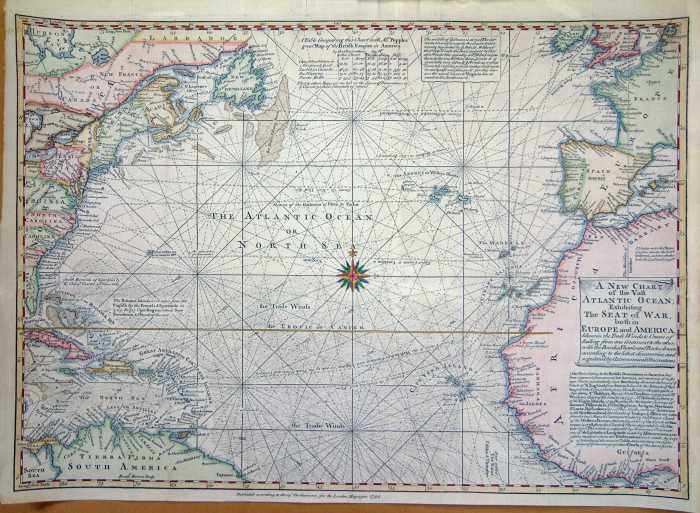 A New Chart of the Vast Atlantic Ocean; Exhibiting the Seat of War ...