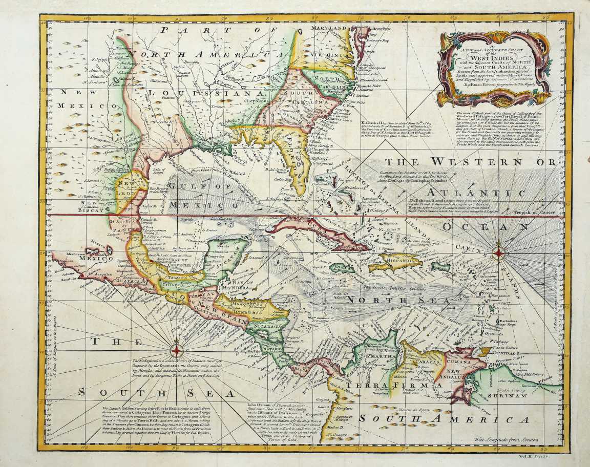 A New and Accurate Chart of the West Indies with the Adjacent Coasts of ...