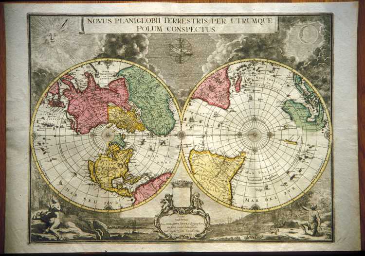 Novus Planiglobi Terrestris Per Utrumque Polum Conspectus