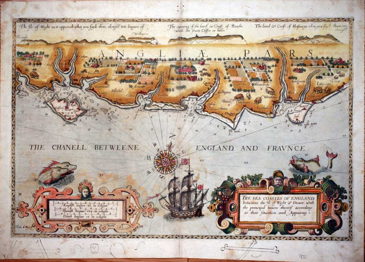 The Sea Coastes of England betweene the Isle of Wight & Dover, with the ...