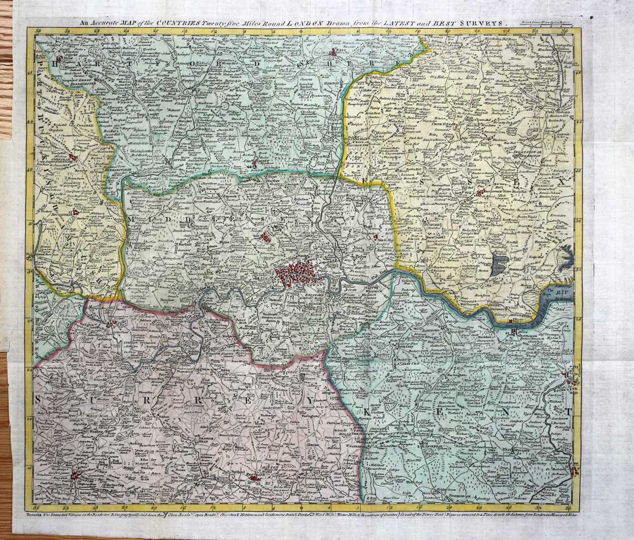 An Accurate Map of the Countries Twenty five Miles Round London Drawn ...