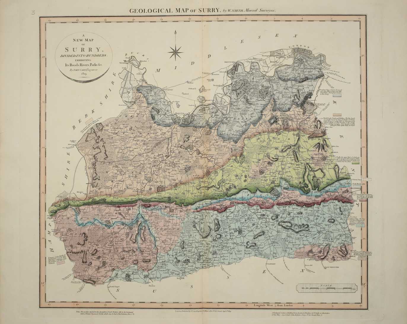A New Map of Surry/ Geological map of Surry, by W. Smith, Mineral Surveyor