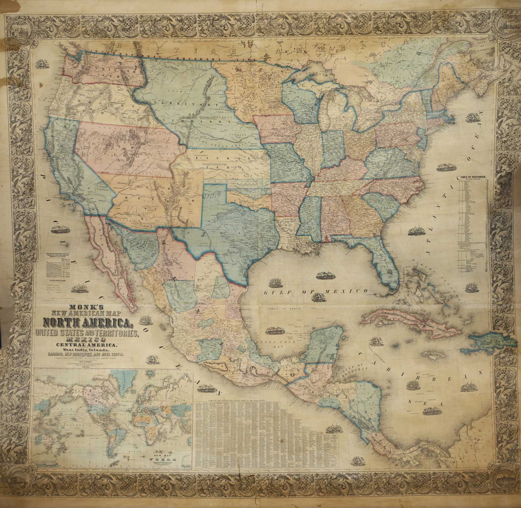 Monk's New American Map Exhibiting the Larger Portion of North America ...
