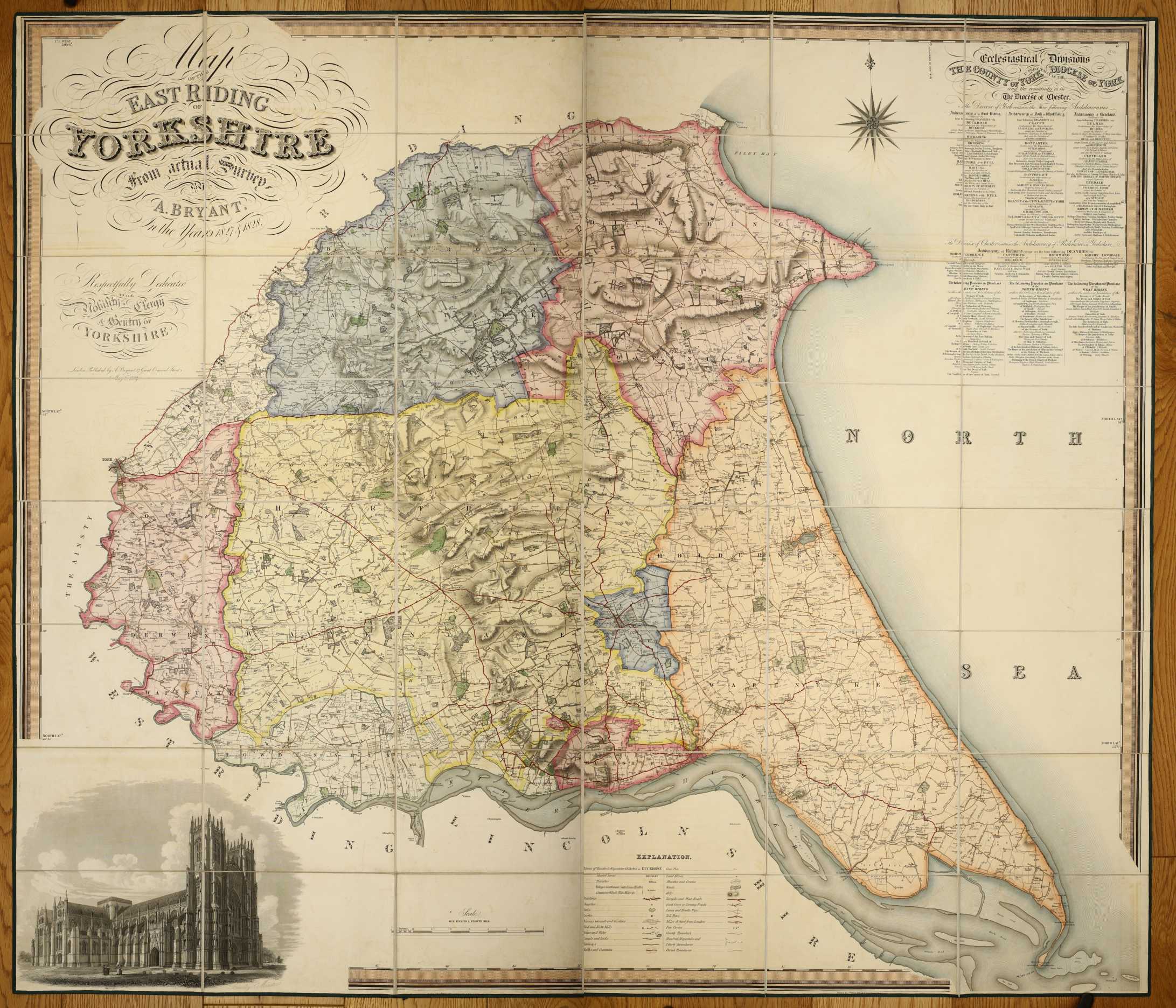 Map of the East Riding of Yorkshire from actual Survey By A. Bryant, In ...