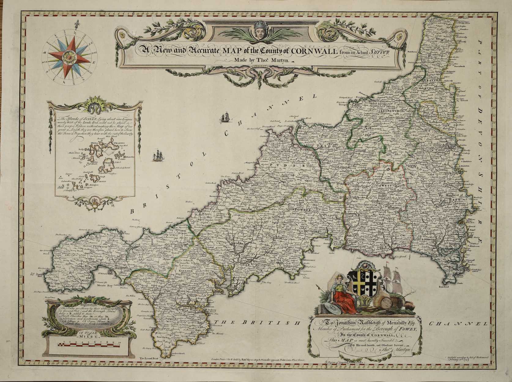A New and Accurate Map of the County of Cornwall from an Actual Survey ...