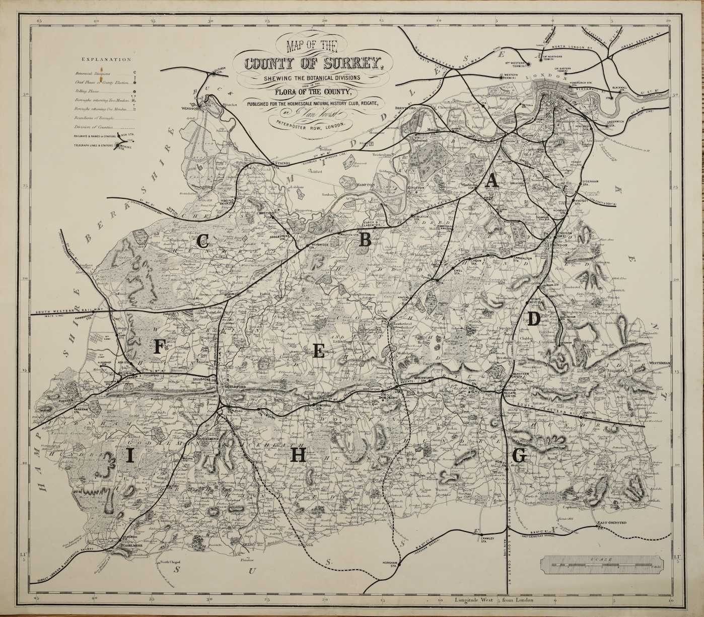 Map of the County of Surrey, Shewing the Botanical Divisions used in ...