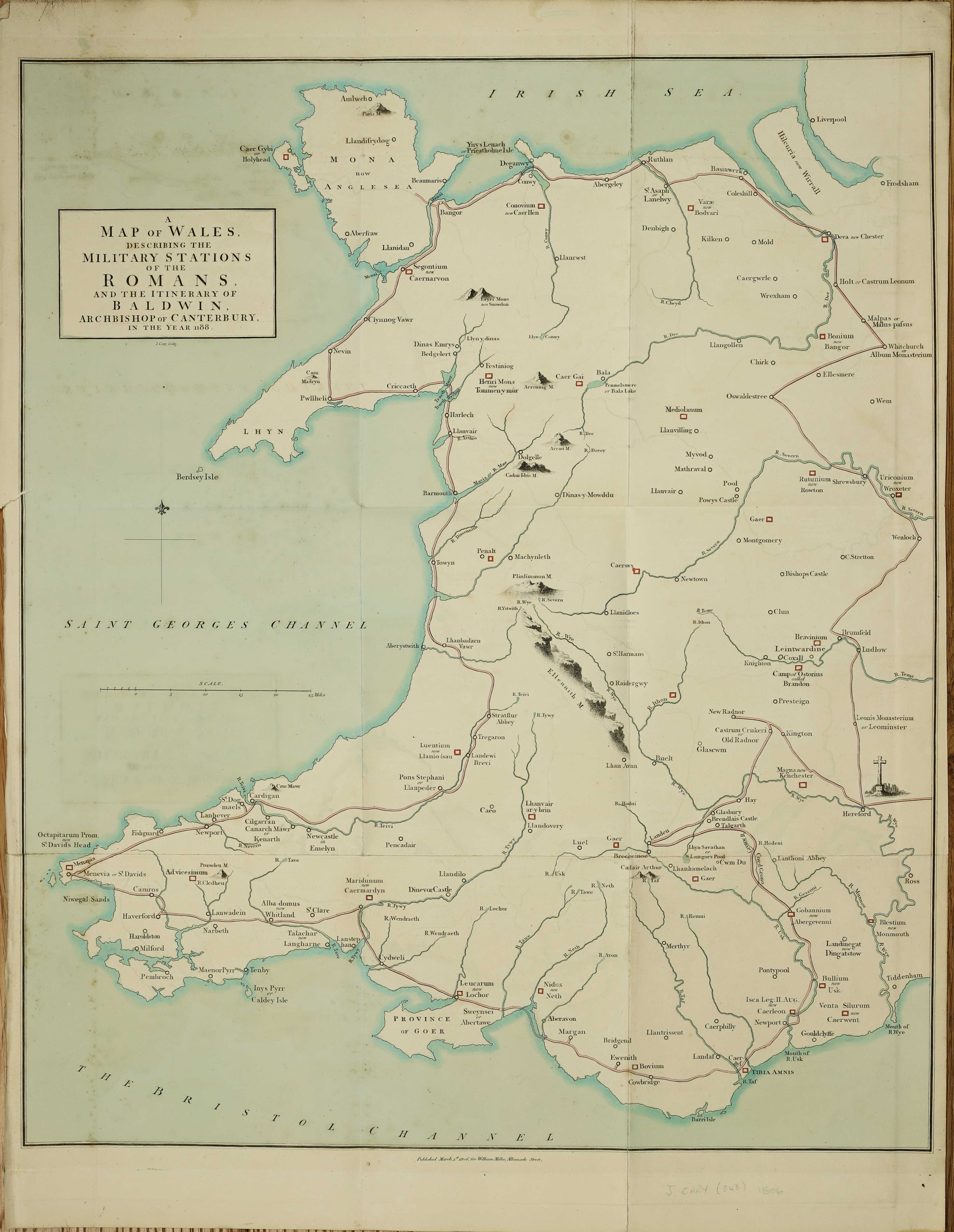 A Map of Wales describing the Military Stations of the Romans, and the ...