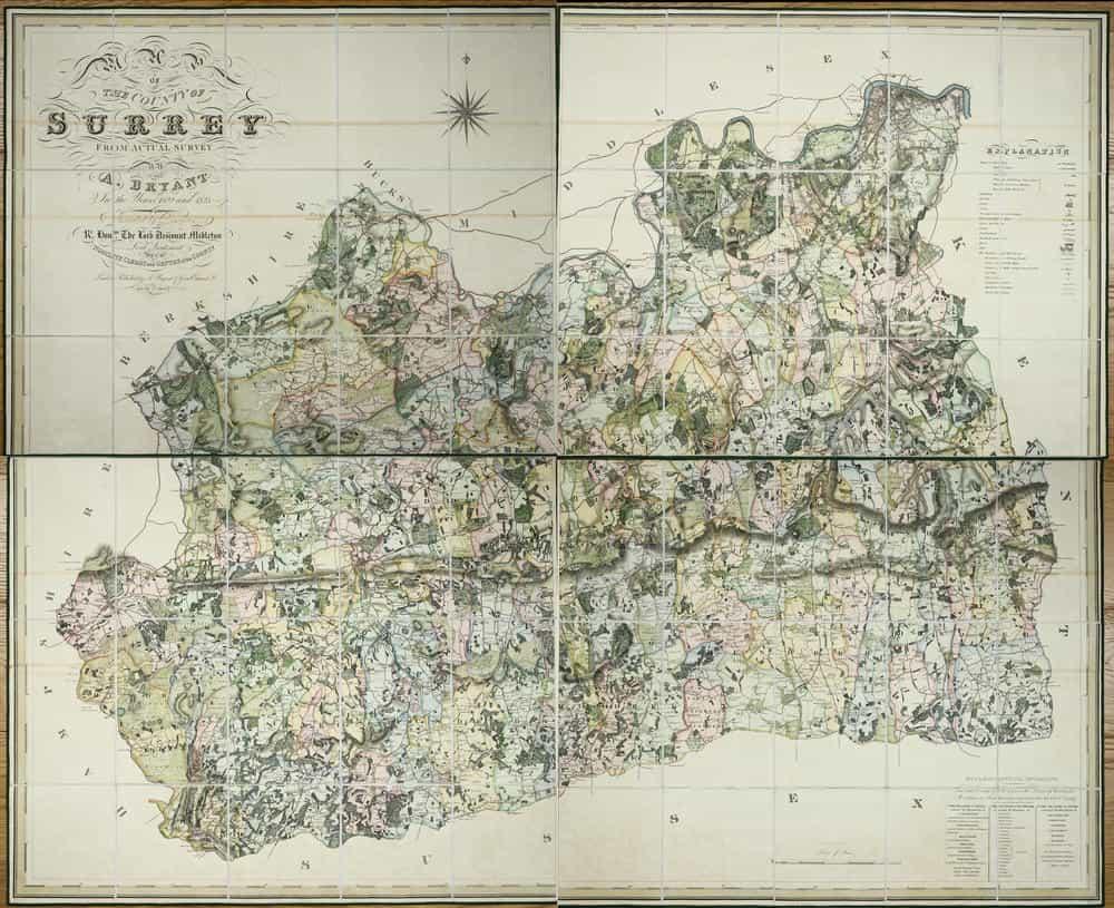 Map of the County of Surrey from Actual Survey by A. Bryant, in the ...
