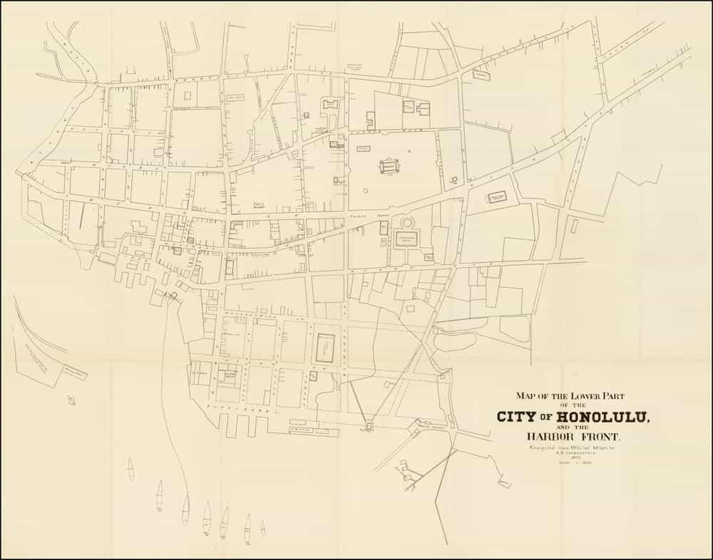 Map of the Lower Part of the City of Honolulu and the Harbor Front