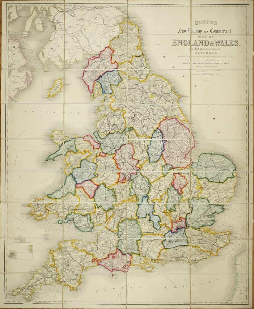 Betts's New Railway and Commercial Map of England & Wales, on which the ...