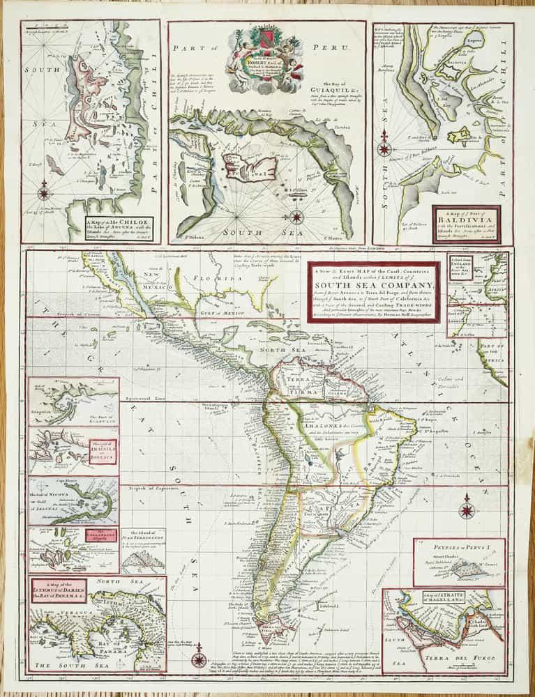 A New & Exact Map of the Coast, Countries and Islands within the Limits ...